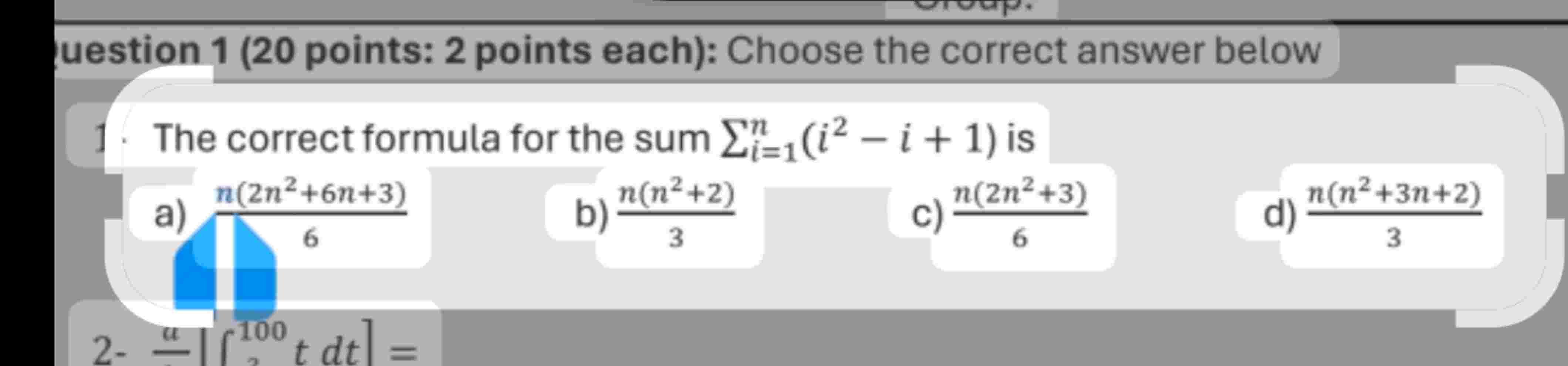 Solved uestion 1 (20 ﻿points: 2 ﻿points each): Choose the | Chegg.com