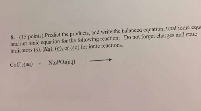 Solved Predict the products, and write the balanced | Chegg.com