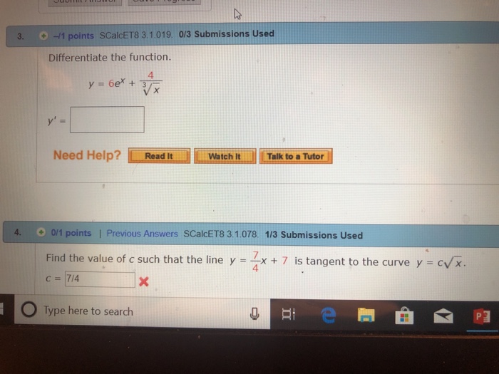 Solved 3. -1 points SCalcET8 3.1.019. 0/3 Submissions Used | Chegg.com