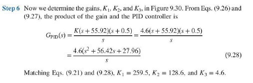 Solved Step 6 Now we determine the gains, K1, K2, and K3, in | Chegg.com