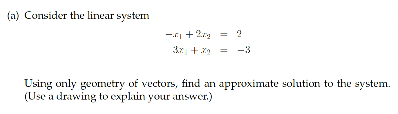 Solved (a) Consider the linear system −x1+2x23x1+x2=2=−3 | Chegg.com