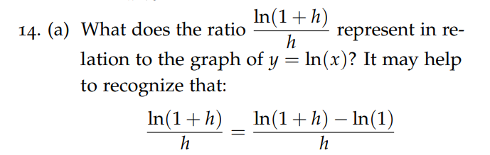 Solved 14. (a) What does the ratio hln(1+h) represent in | Chegg.com