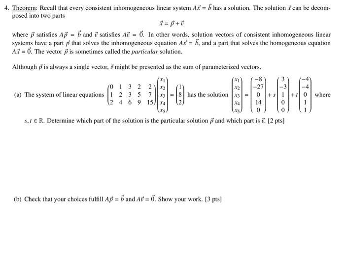 Solved Theorem: Recall that every consistent inhomogeneous | Chegg.com
