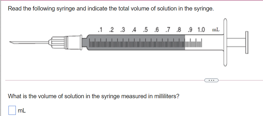Solved Read the following syringe and indicate the total | Chegg.com
