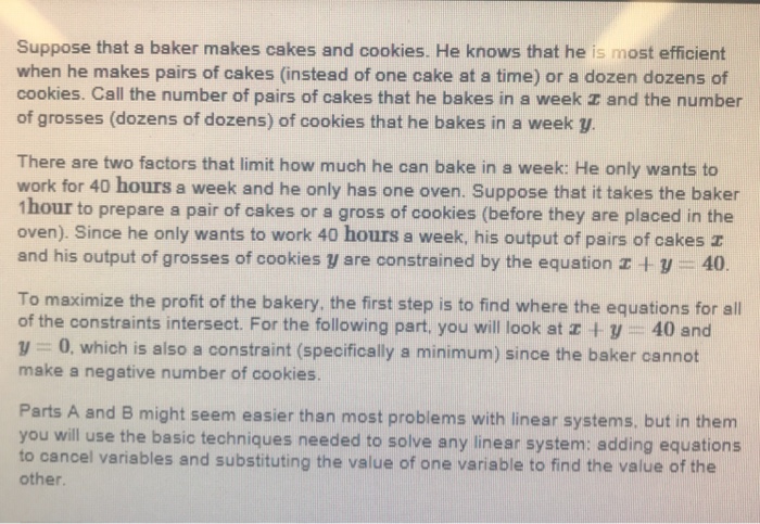 Solved Optimizing The Bakery Learning Goal To Use Chegg