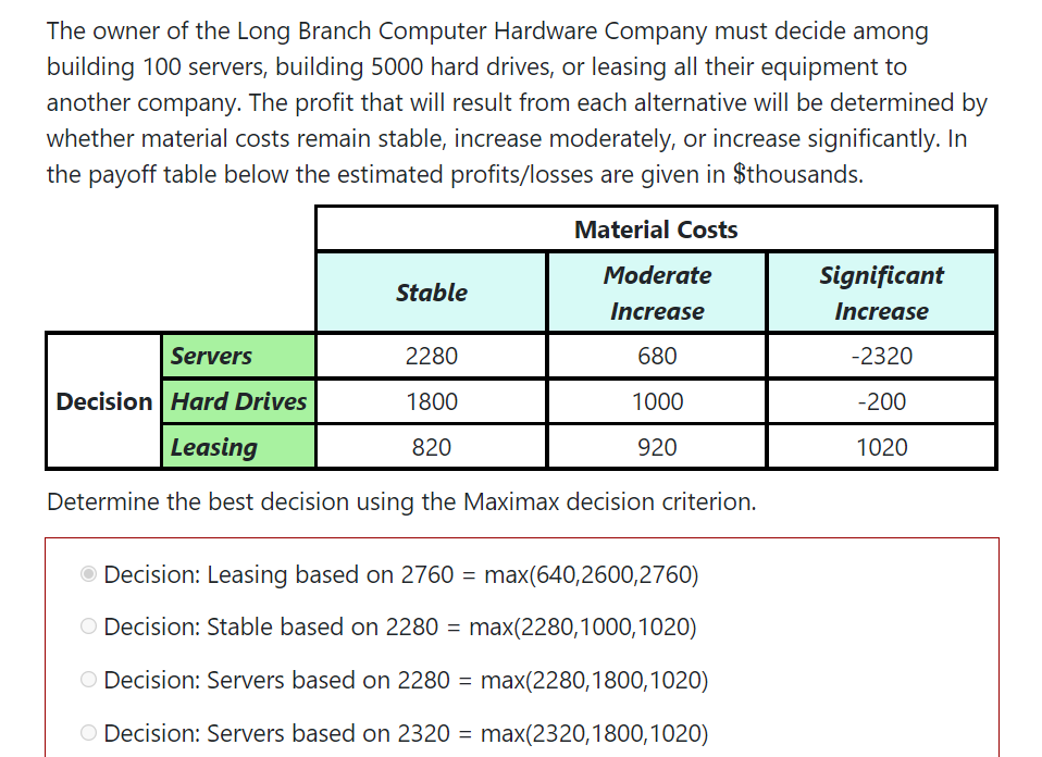 Solved The owner of the Long Branch Computer Hardware | Chegg.com