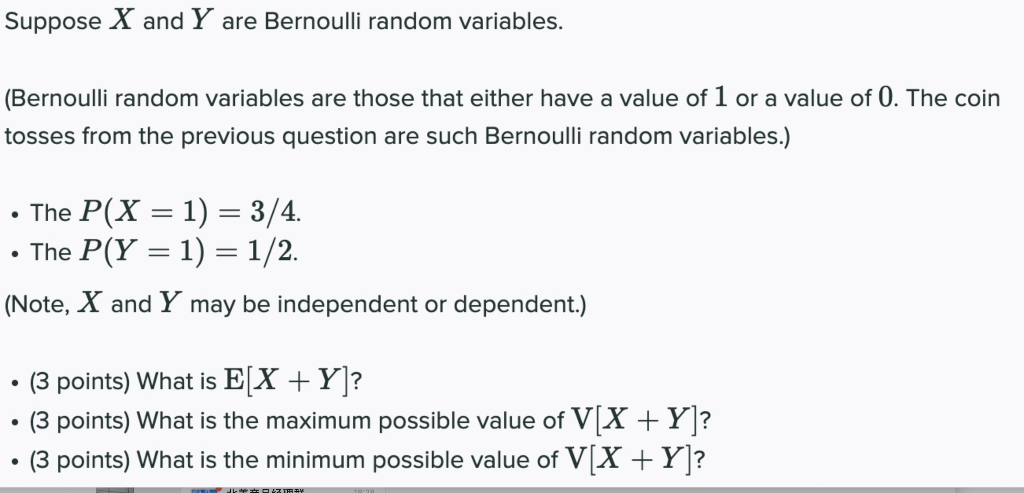 Solved Suppose \( X \) and \( Y \) are Bernoulli random | Chegg.com