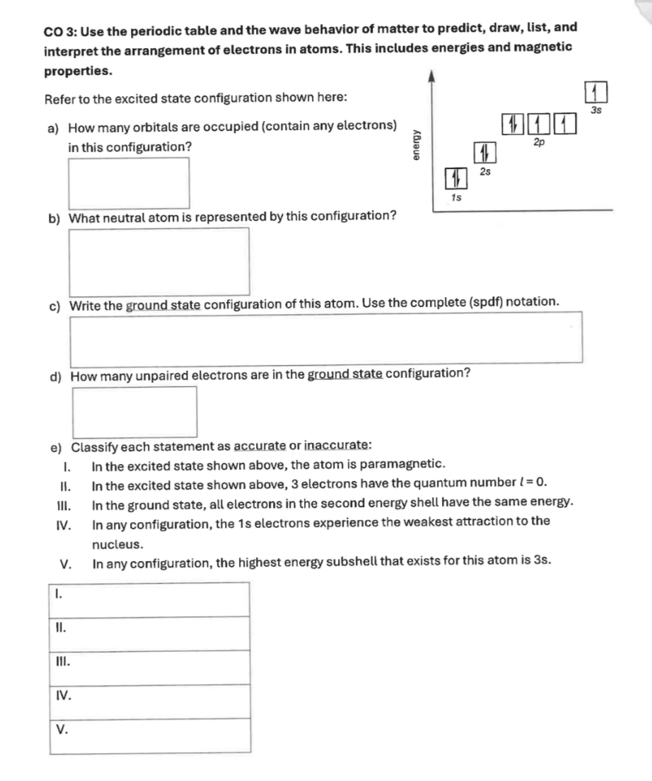Solved CO 3: Use the periodic table and the wave behavior of | Chegg.com