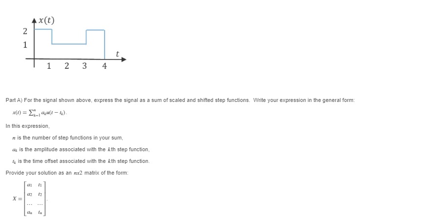 Solved Part A) For the signal shown above, express the | Chegg.com