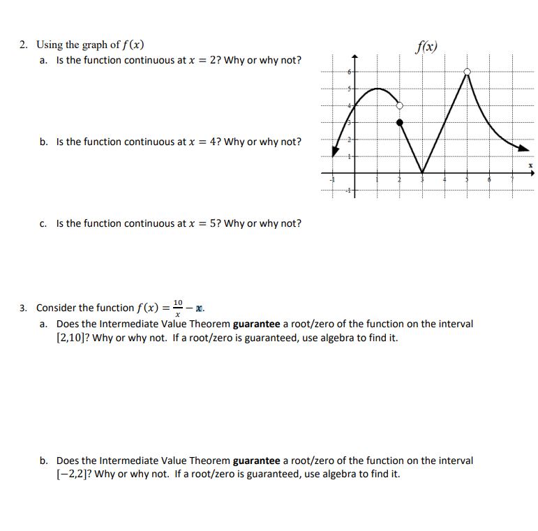 Solved Using the graph of f(x) a. Is the function continuous | Chegg.com