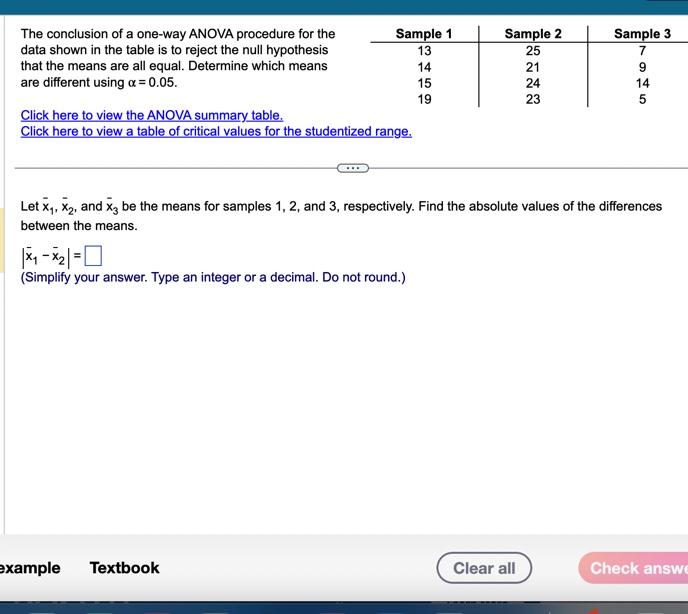 Solved The conclusion of a one-way ANOVA procedure for the | Chegg.com