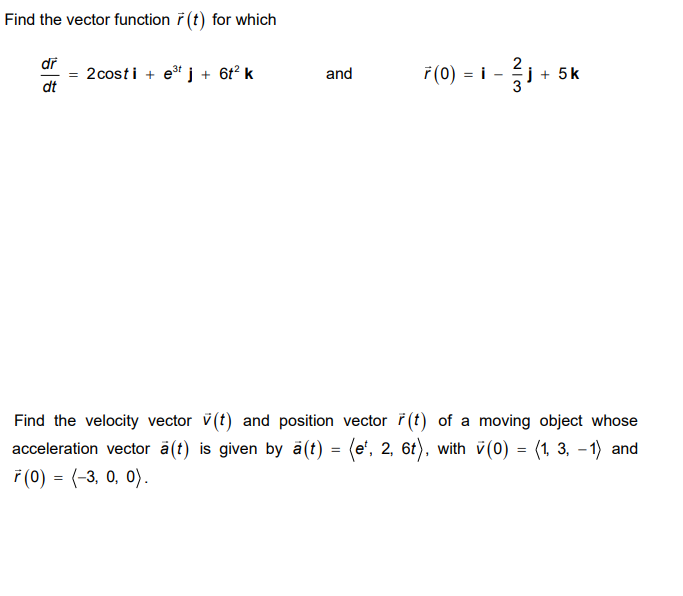 Solved Find The Vector Function R T For Which
