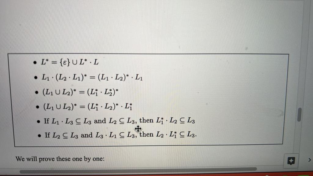 Solved - L∗={ε}∪L∗⋅L - L1⋅(L2⋅L1)∗=(L1⋅L2)∗⋅L1 - | Chegg.com