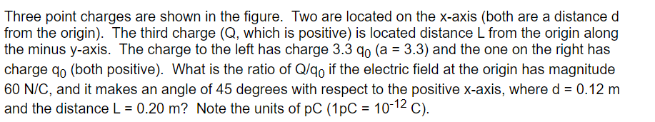 Solved Three point charges are shown in the figure. Two are | Chegg.com