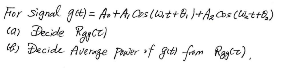 Solved For signal get) = Asta, Cos160,t+8, 1+Az Cos (Wette) | Chegg.com
