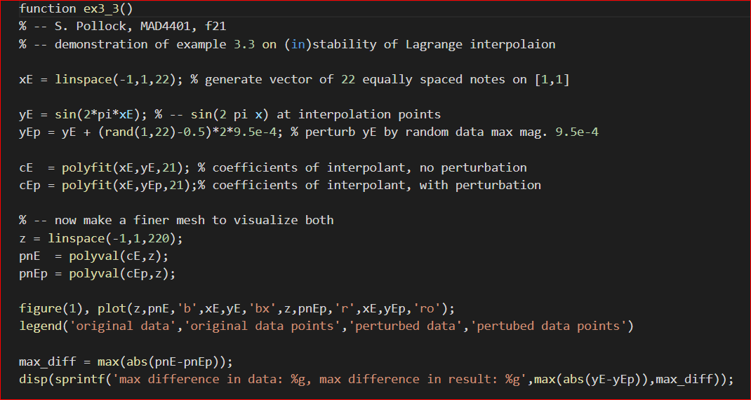 The m-file ex3_3.m, based on Example 3.3 in the book, | Chegg.com