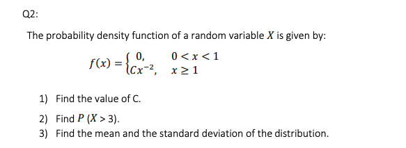 Solved Q2: The probability density function of a random | Chegg.com