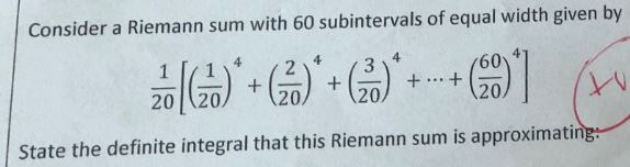 Solved Consider a Riemann sum with 60 subintervals of equal | Chegg.com
