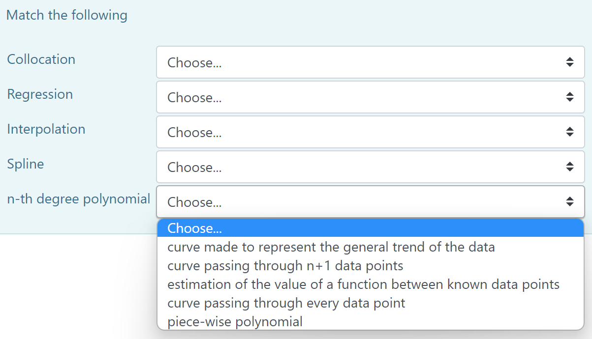 Solved Match the following Collocation Regression | Chegg.com