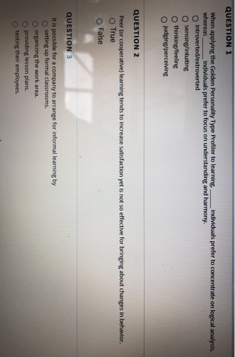 Solved QUESTION 1 When applying the Golden Personality Type | Chegg.com