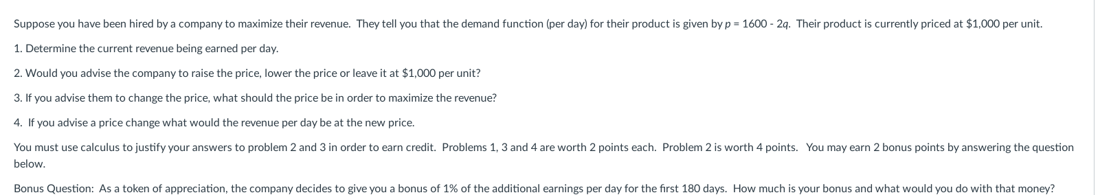 Solved 1. Determine the current revenue being earned per | Chegg.com