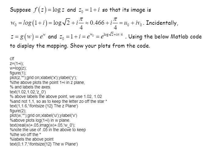 Solved Suppose f ( 3 ) = log - and -0 =1+i so that its image | Chegg.com