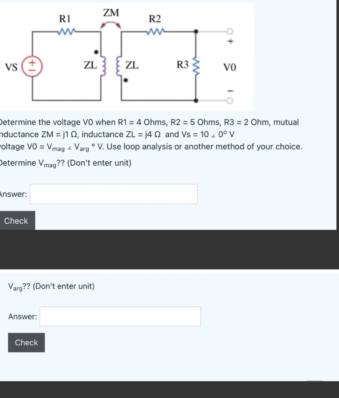 Solved etermine the voltage V0 when R1 = | Chegg.com
