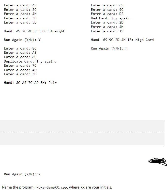 Solved Use the poker problem from Program Set 1 and add the | Chegg.com