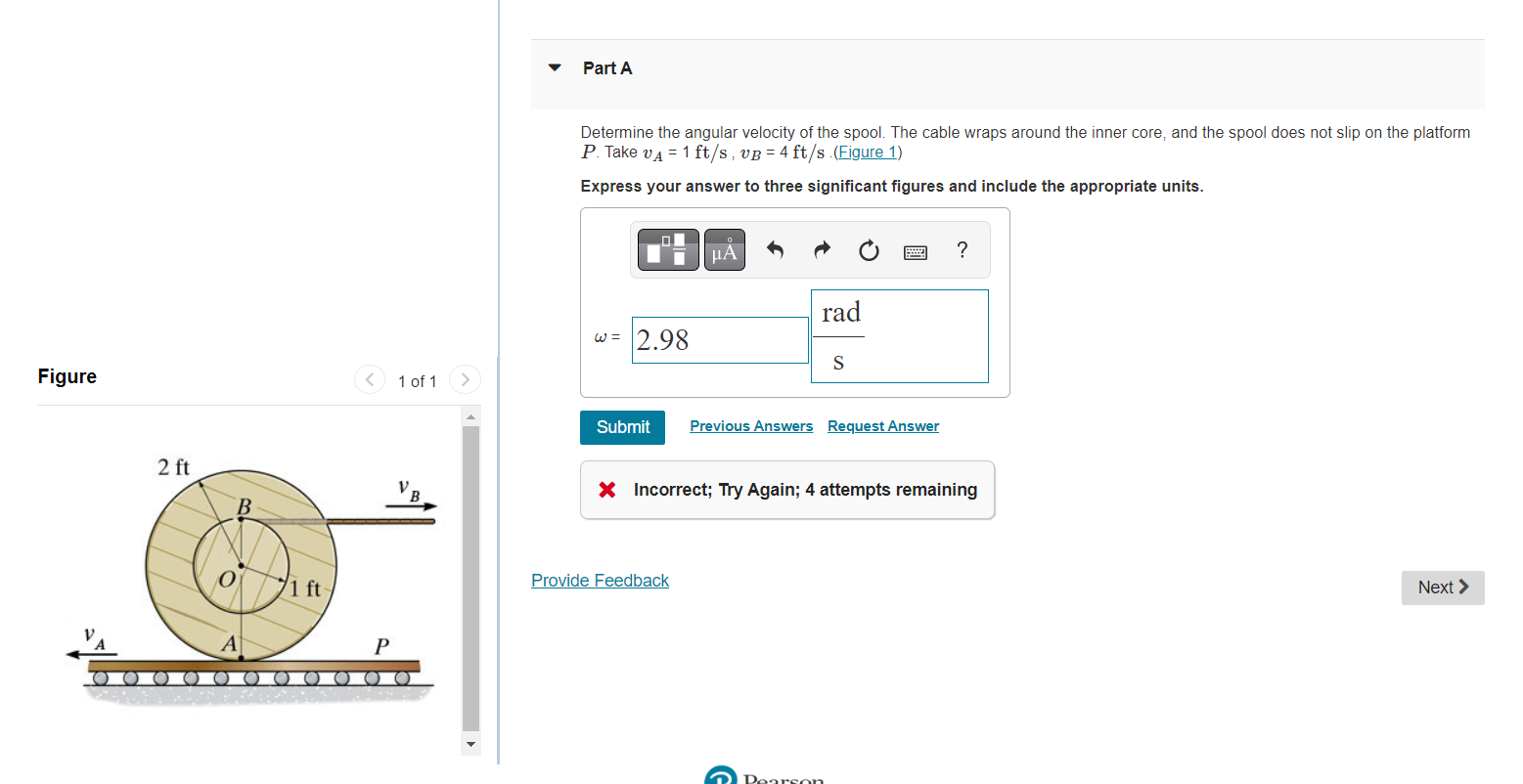 Solved Determine the angular velocity of the spool. The | Chegg.com