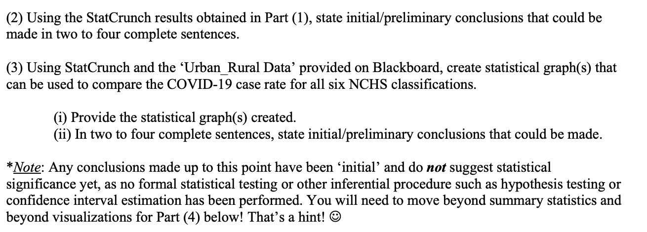 Solved (2) Using the StatCrunch results obtained in Part | Chegg.com