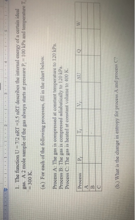 Solved 5 2 I. The function U 7/2 nRT-3.5 nRT describes the | Chegg.com