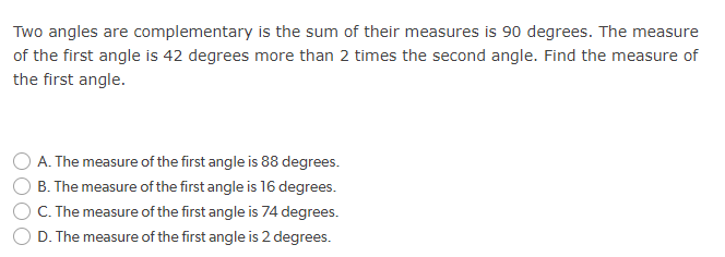 Solved Two angles are complementary is the sum of their | Chegg.com