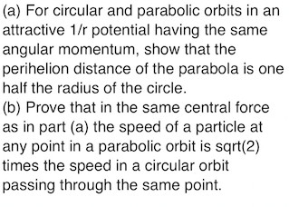 Solved (a) For circular and parabolic orbits in an | Chegg.com