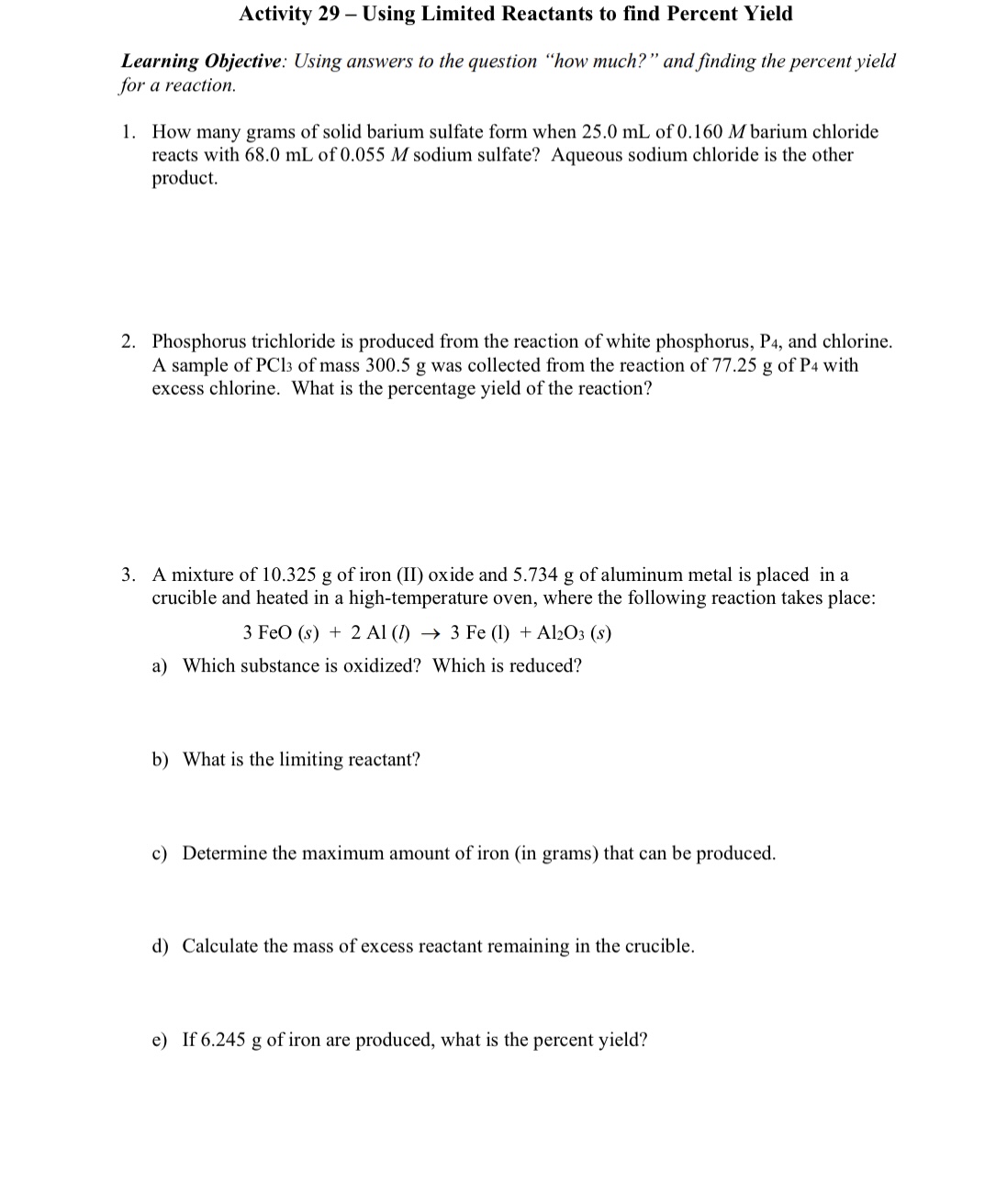 Solved Learning Objective: Using answers to the question | Chegg.com