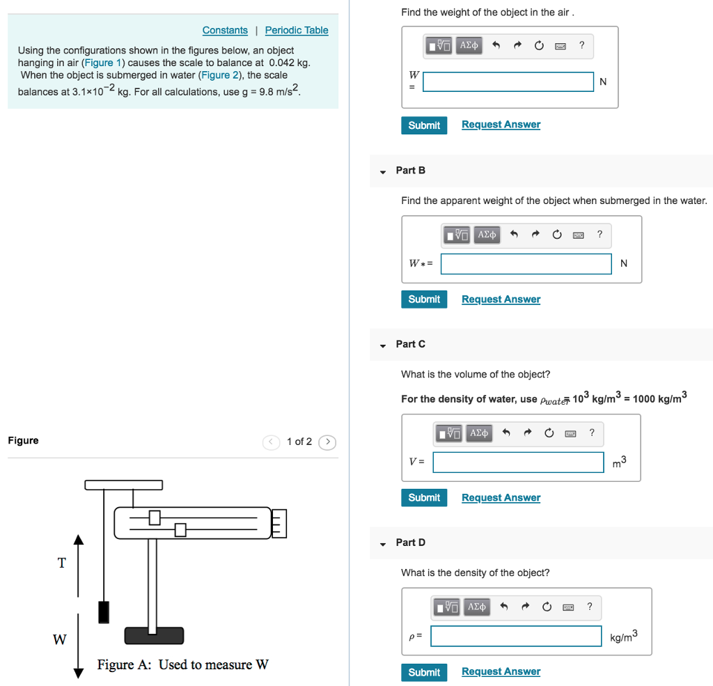 Solved Find the weight of the object in the air | Chegg.com
