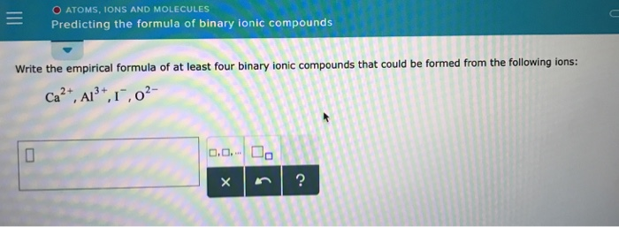 Solved O ATOMS, IONS AND MOLECULES Predicting the formula of | Chegg.com