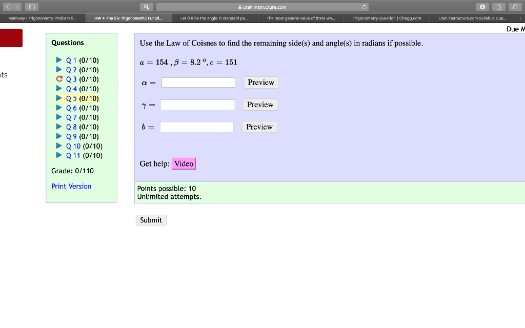 Solved utah.instructu re.com Mathway | Trigonometry Problam | Chegg.com
