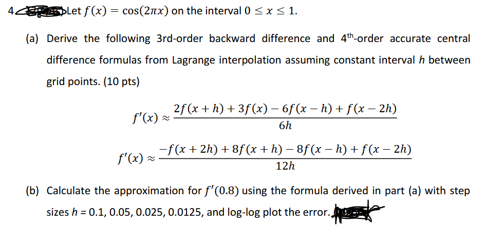 Solved 다 f(x)=cos(2πx) on the interval 0≤x≤1. (a) Derive the | Chegg.com