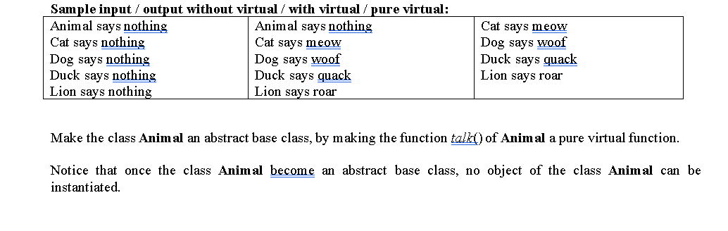 Solved Define the class Animal with protected data member | Chegg.com