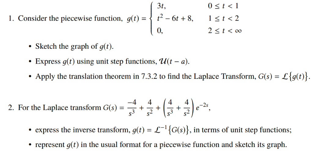 Solved 3t, 1. Consider the piecewise function, gt)2-t8, t2 | Chegg.com