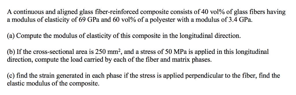 Solved A continuous and aligned glass fiber-reinforced | Chegg.com