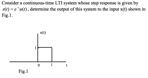 Solved Consider a continuous-time LTI system whose step | Chegg.com