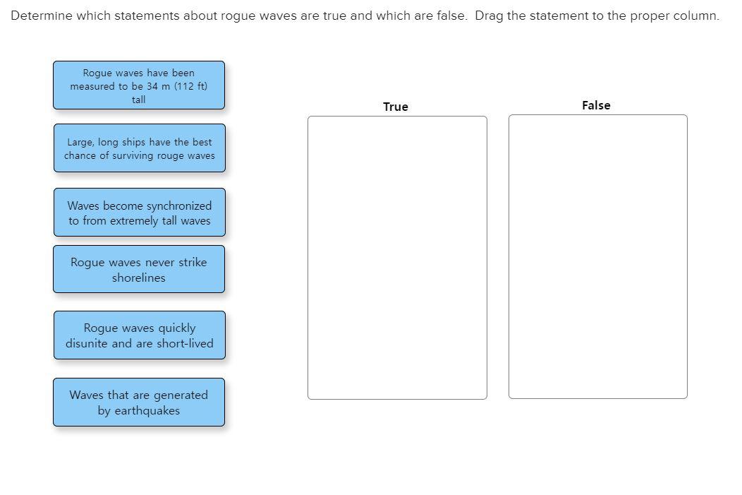 Solved Determine which statements about rogue waves are true | Chegg.com