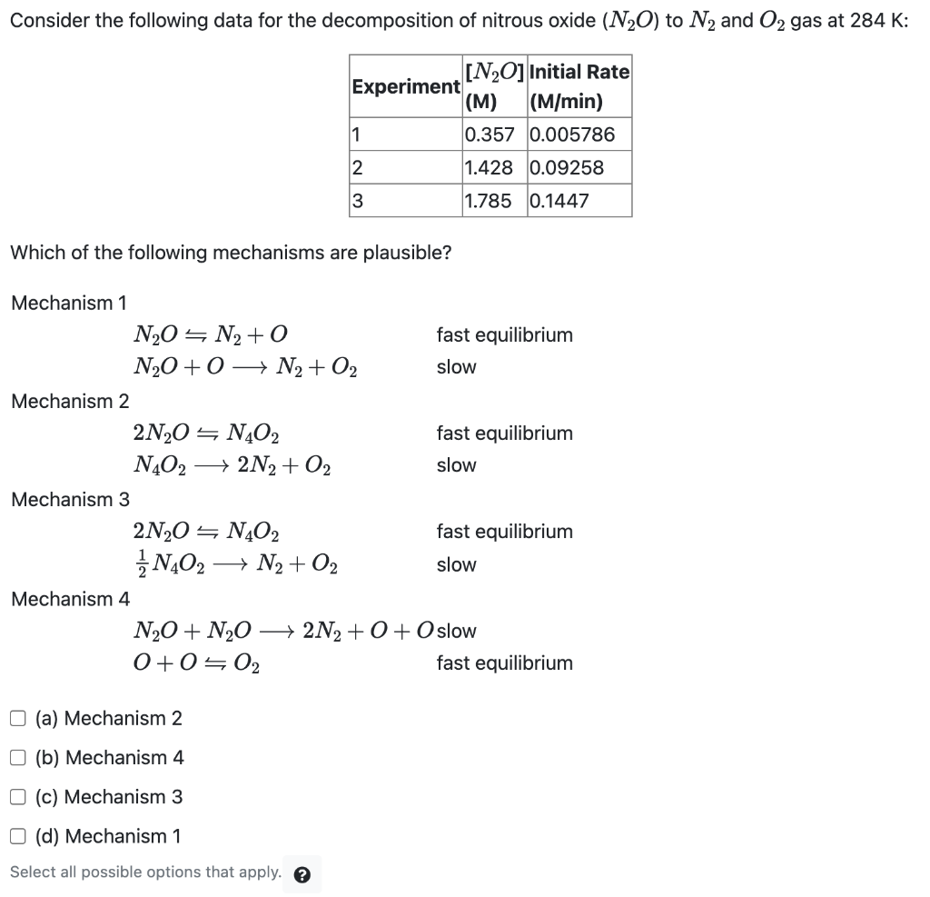 Solved Consider the following data for the decomposition of | Chegg.com