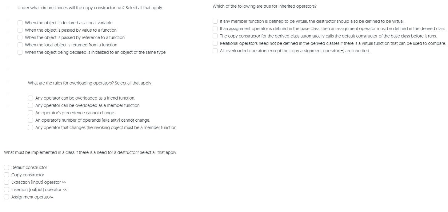 Solved Under what circumstances will the copy constructor | Chegg.com
