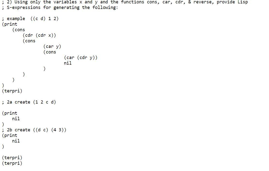 Solved ; 2) Using only the variables x and y and the | Chegg.com