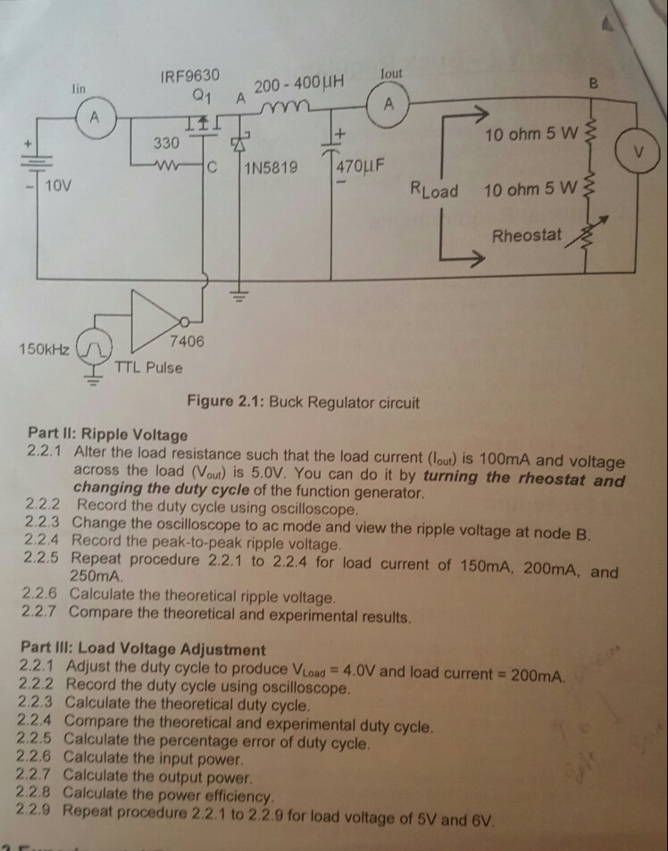IRF9630 lin Q1 A 200-400IH lout 10 ohm 5 W 330 C | Chegg.com