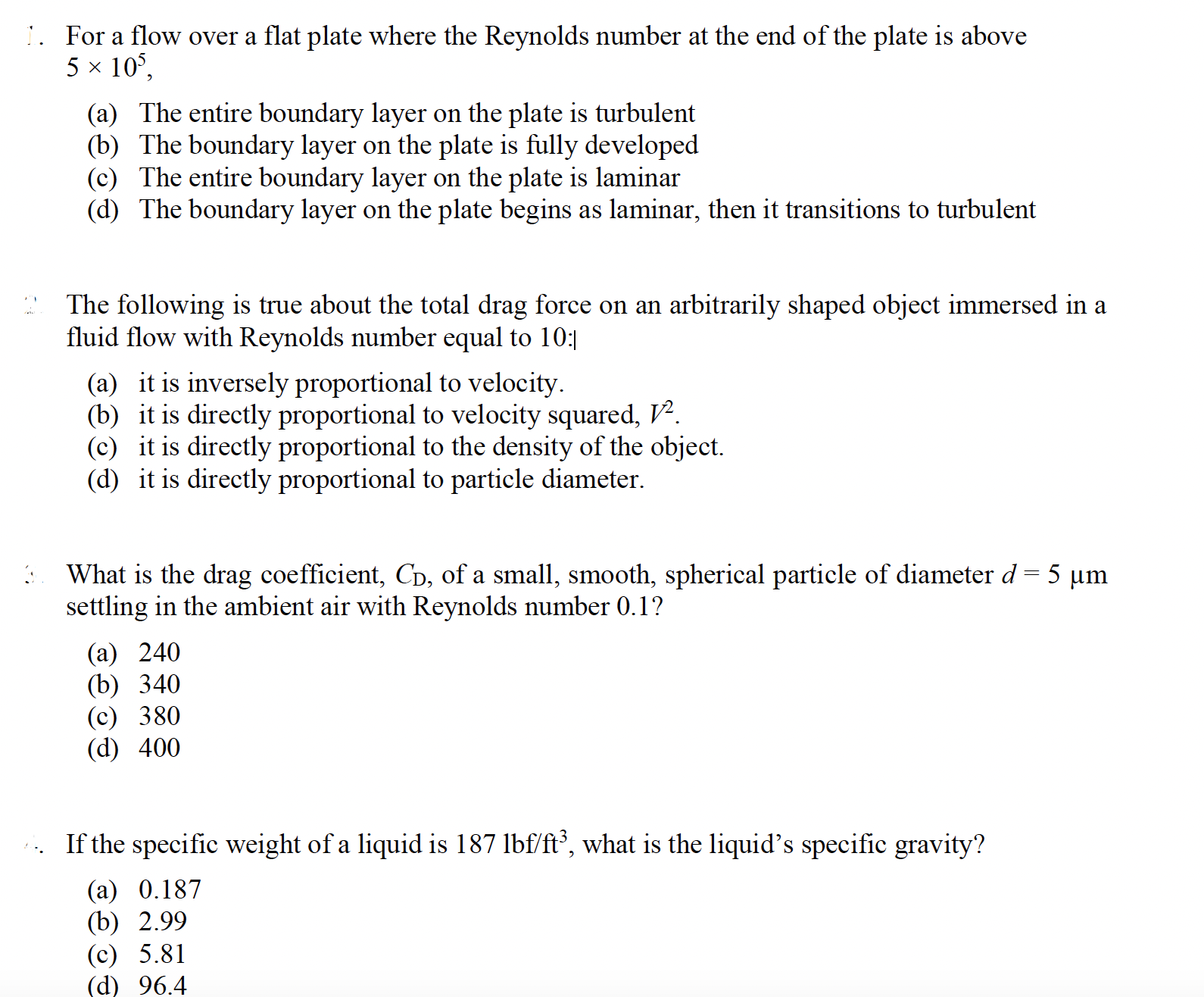 Solved ∴ For a flow over a flat plate where the Reynolds | Chegg.com
