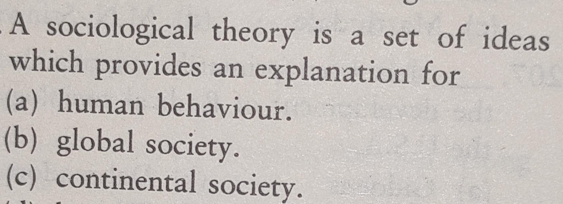 Solved A sociological theory is a set of ideas which | Chegg.com