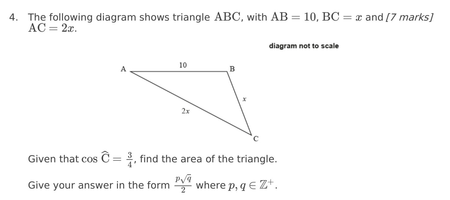 Solved = 4. The following diagram shows triangle ABC, with | Chegg.com